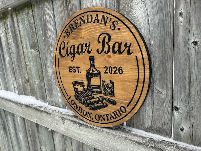Personalized Cigar Bar Sign, Personalized Wooden Cigar Decor, Wood Wall ...