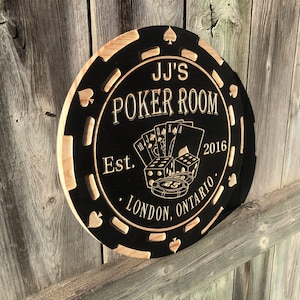Custom Wooden Poker Sign – Personalized Game Room, Man Cave or Bar ...