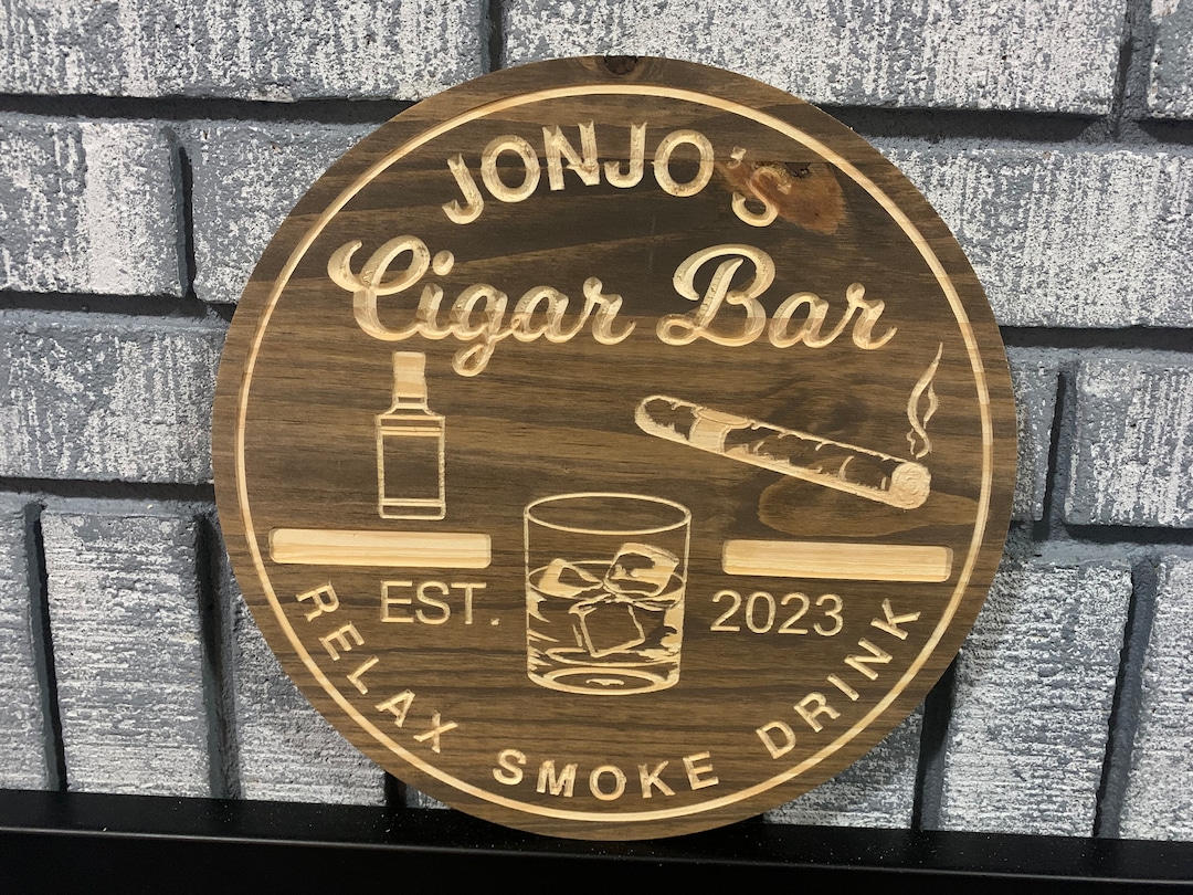 Outdoor Cigar Bar Sign | Custom Bar Engraving | Personalized Cigar Room ...