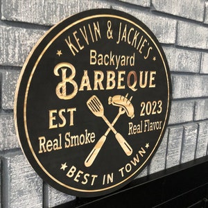 Custom Outdoor Backyard BBQ Sign | Custom Name Engraving | Personalized ...