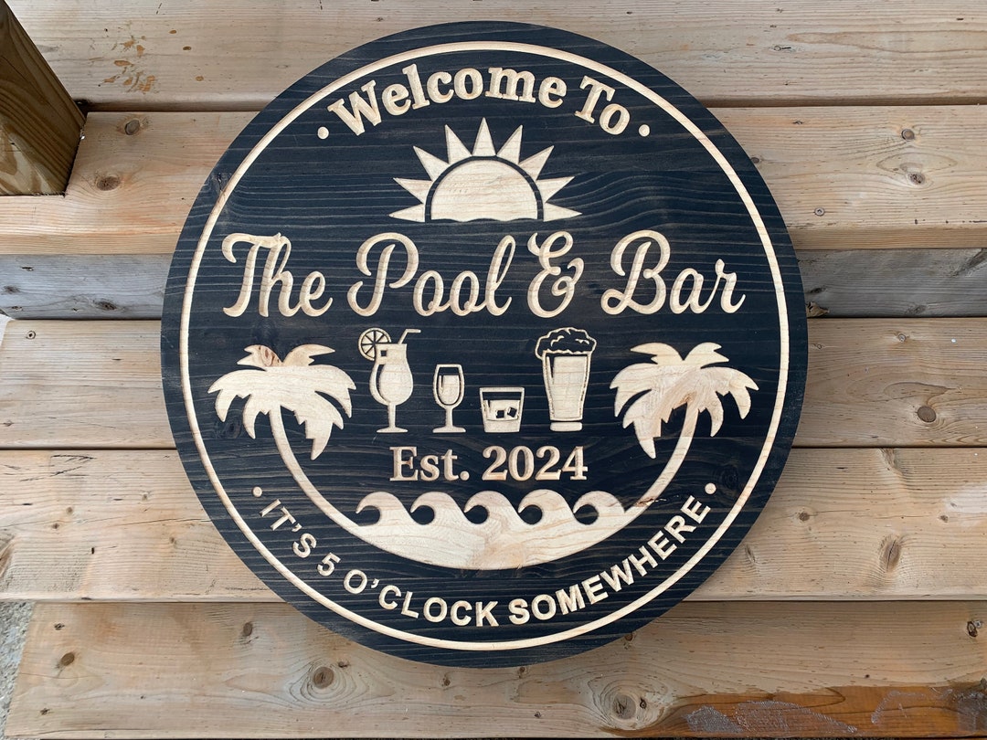 Custom Bar Sign | Pool Side Bar Personalized Wood Sign | Wooden Bar ...