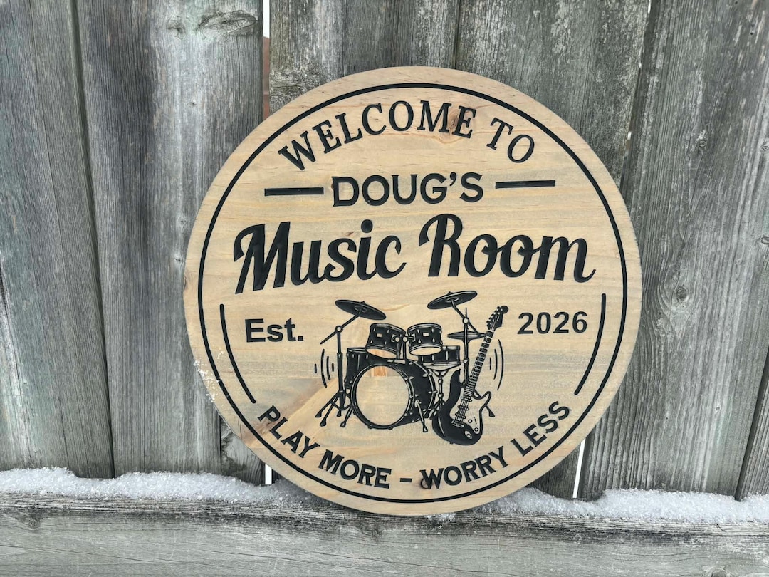 Custom Wood Guitar Room Sign – Personalized Music Studio Decor, Guitar ...