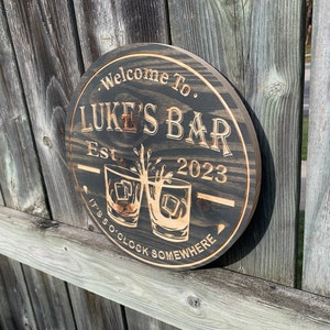 Custom Bar Sign – Personalized Home Bar Sign, Rustic Bar Decor, Man ...
