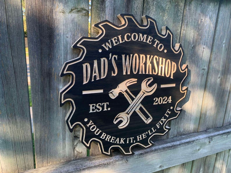 Custom Rustic Wood Workshop Sign – Personalized Wood Shop Decor, Man ...