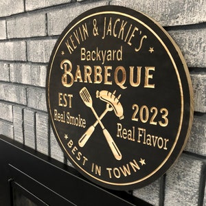 Custom Outdoor Backyard BBQ Sign | Custom Name Engraving | Personalized ...