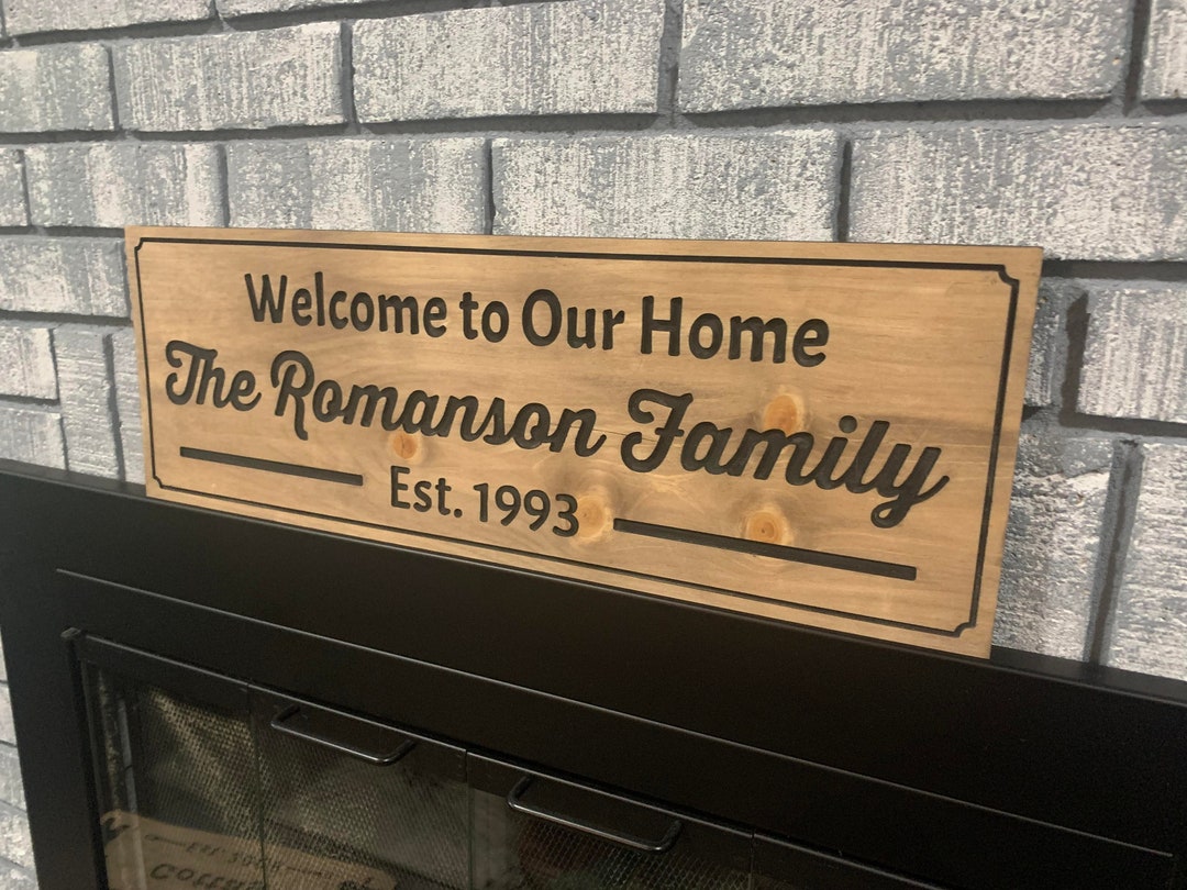 Personalized Family Name Sign, Welcome Sign, Wood Engraved Sign, Custom ...