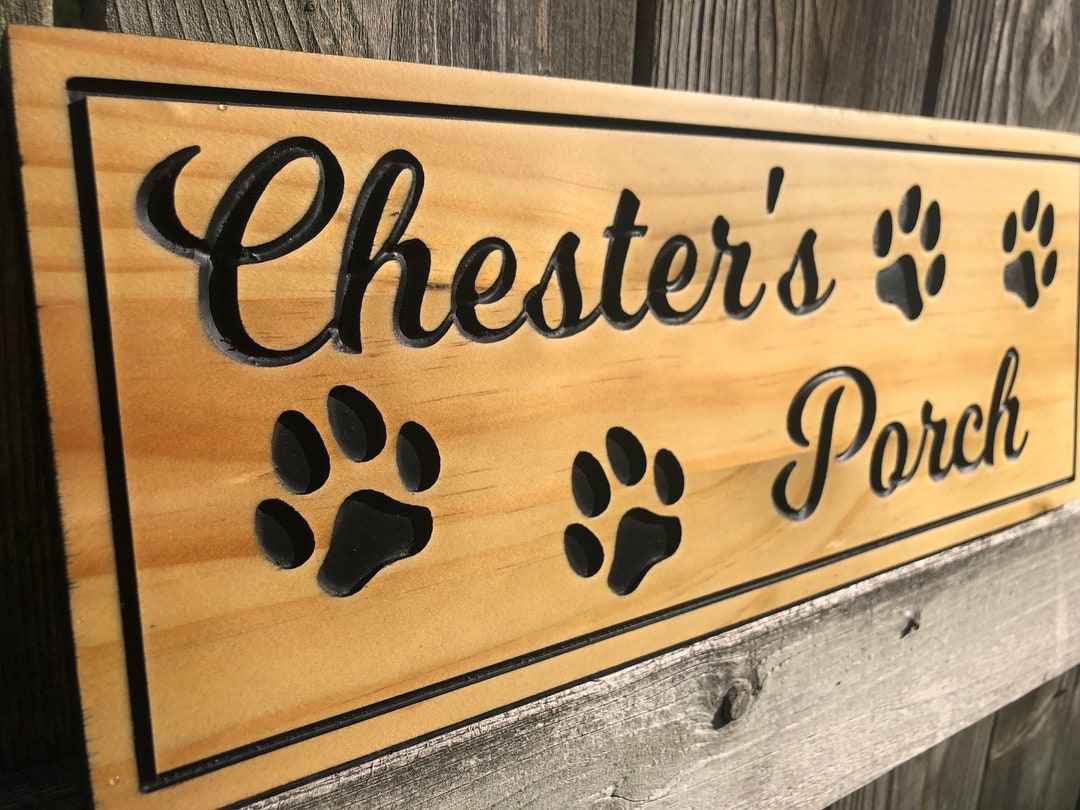 Custom Dog Lover Sign | Outdoor Paw Print Sign | Custom Engraved Sign ...