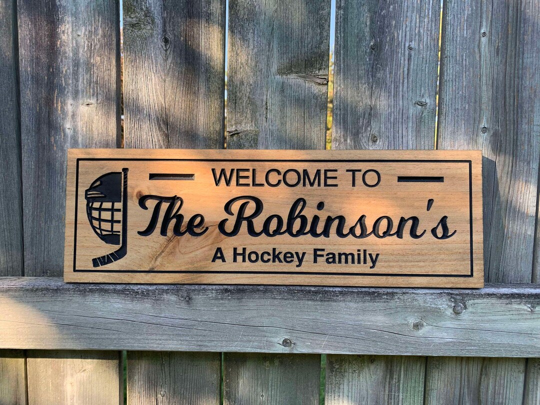 Custom Hockey Wood Sign | Personalized Family Name Wall Art | Wooden ...