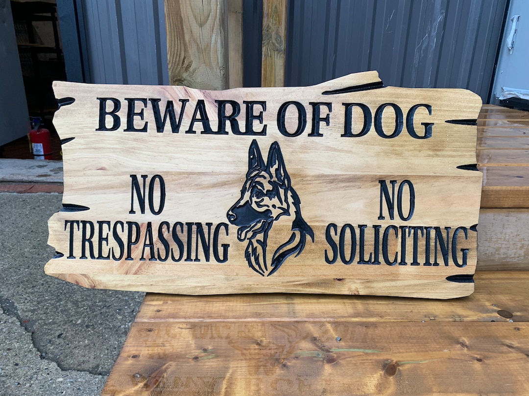 Beware of Dog Sign – Rustic Wood Dog Warning Sign for Fence, Guard Dog ...