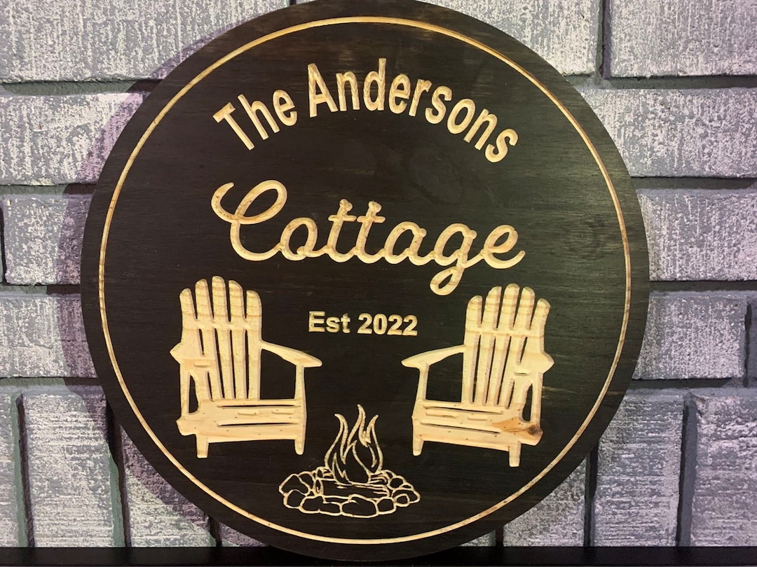 Handcrafted Cottage Sign – Wooden Cabin Decor, Rustic Lake House Name ...