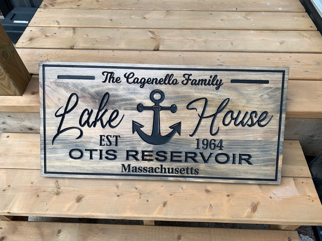 Custom Rustic Cottage Sign | Custom Engraved Lakehouse Sign | Outdoor ...