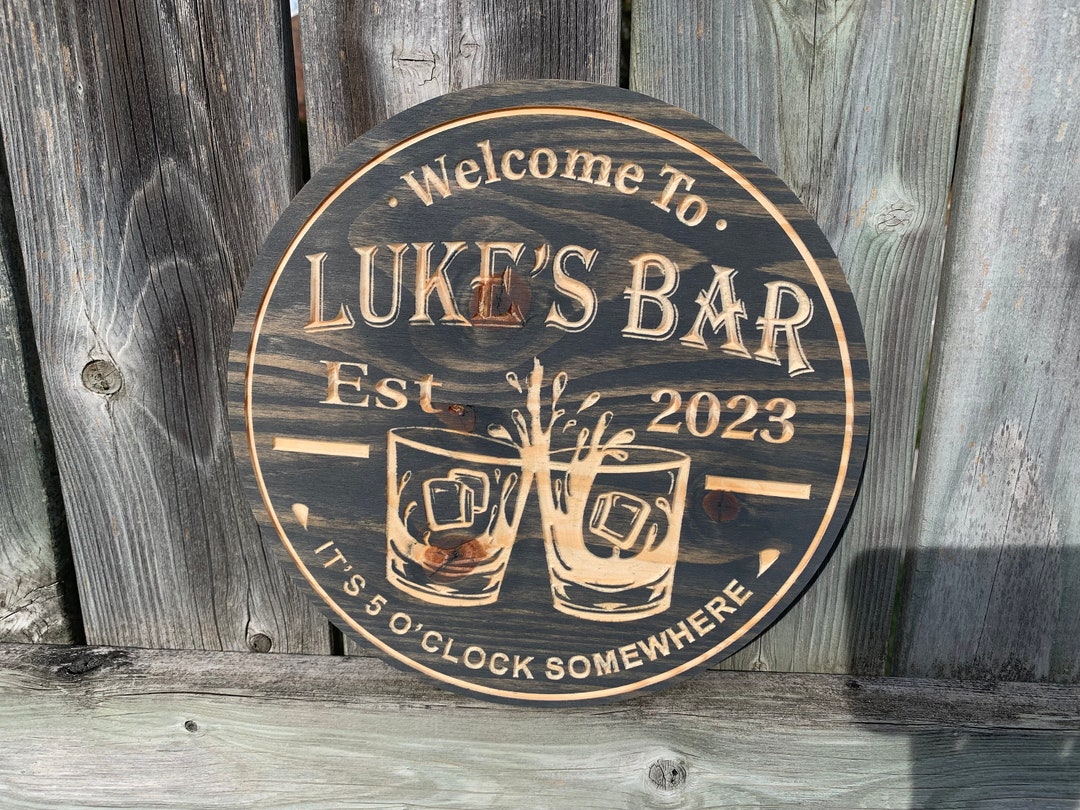 Custom Bar Sign – Personalized Home Bar Sign, Rustic Bar Decor, Man ...