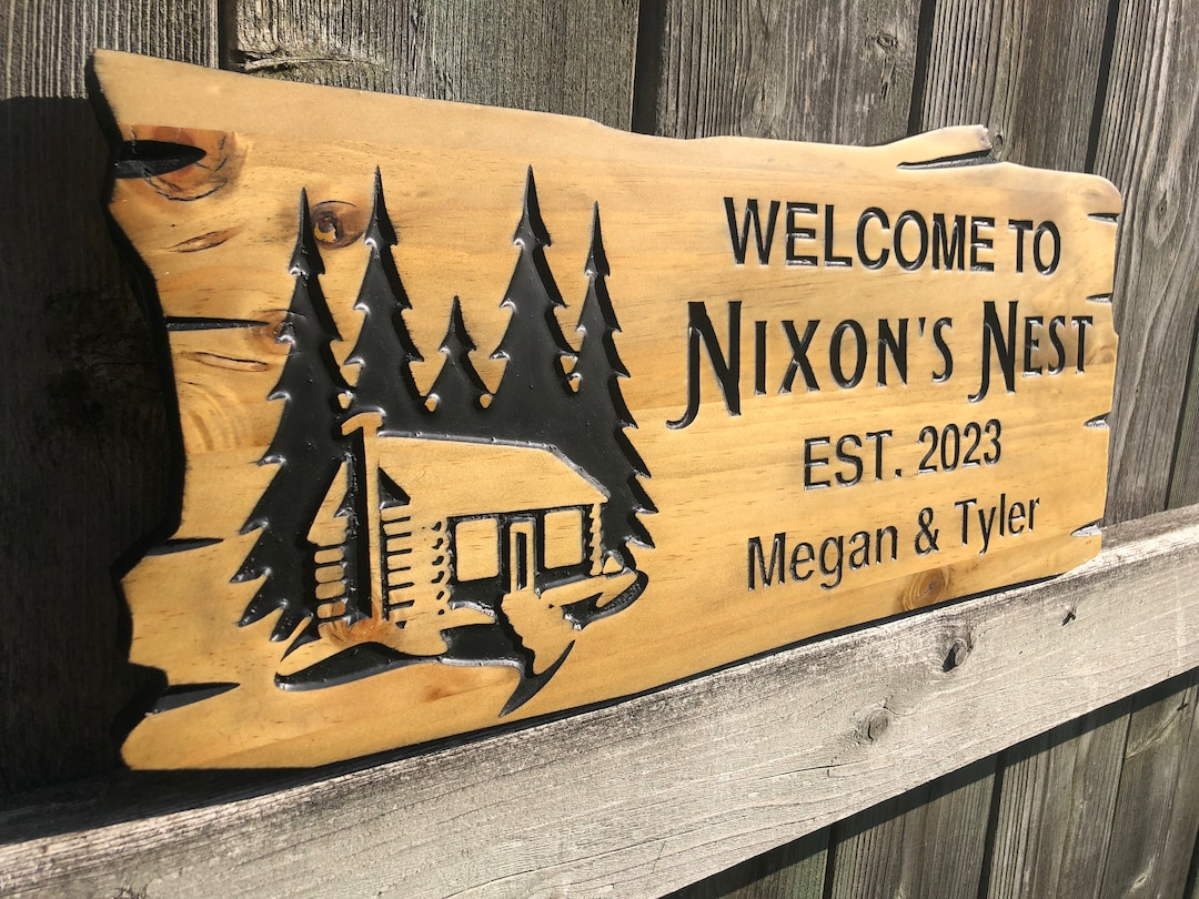 Custom Outdoor Cottage Sign | Wooden Anniversary Gift | Personalized ...