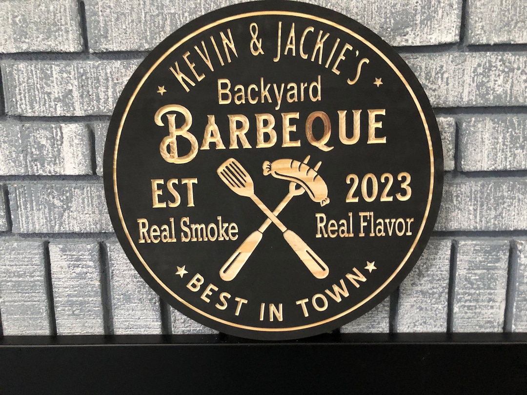 Custom Outdoor Backyard BBQ Sign | Custom Name Engraving | Personalized ...