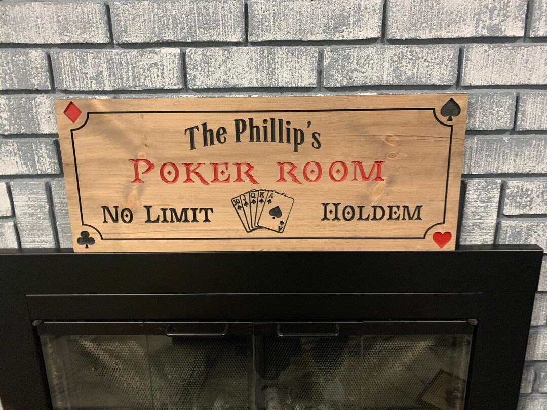 Custom White Pine Poker Room Sign - Hand-carved Rustic Man Cave Decor ...