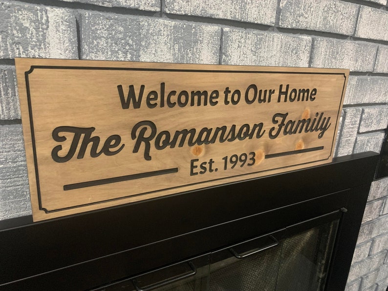 Personalized Family Name Sign, Welcome Sign, Wood Engraved Sign, Custom ...