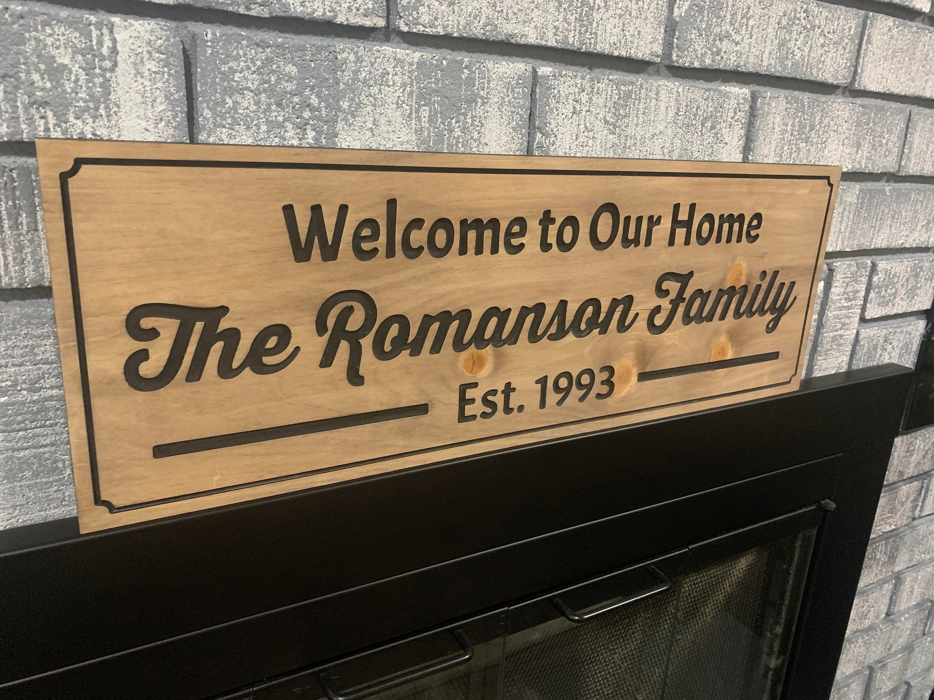 Personalized Family Name Sign, Welcome Sign, Wood Engraved Sign, Custom ...