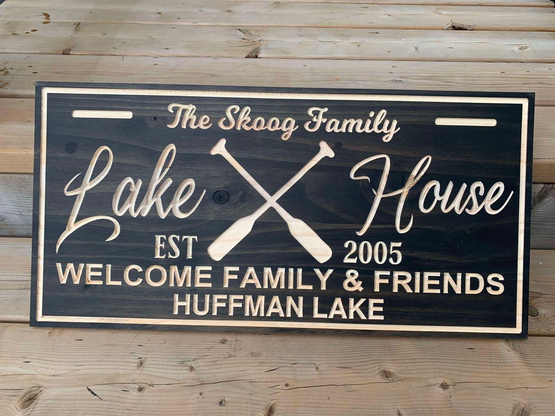 Custom Rustic Cottage Sign | Custom Engraved Lakehouse Sign | Outdoor ...