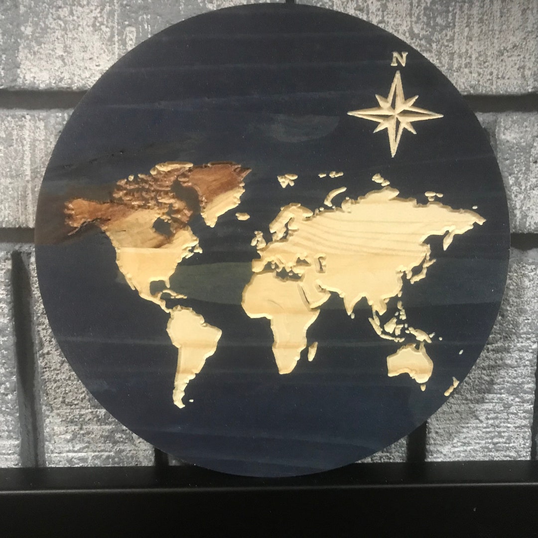 Custom World Sign | Custom Map Engraving | Personalized World Map Sign ...