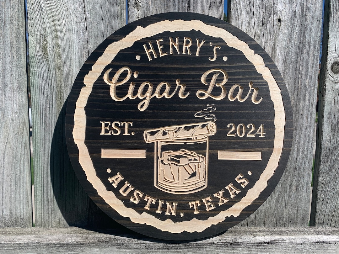 Custom Cigar Bar Sign | Personalized Wood Sign | Wooden Bar Sign ...