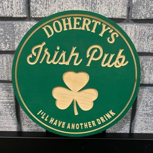 Wood Irish Pub Sign | Custom Outdoor Bar Decor | Personalized Wooden ...