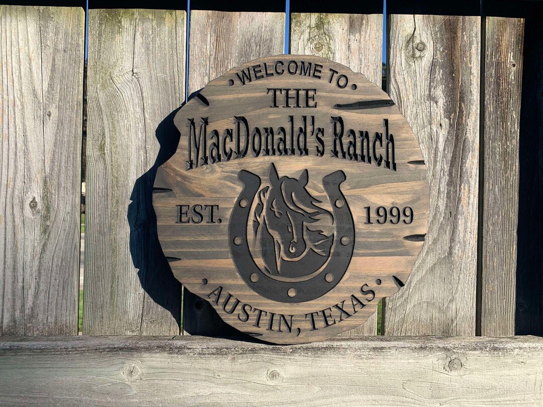 Wood Ranch Sign | Family Name Sign | Custom Ranch Sign | Personalized ...