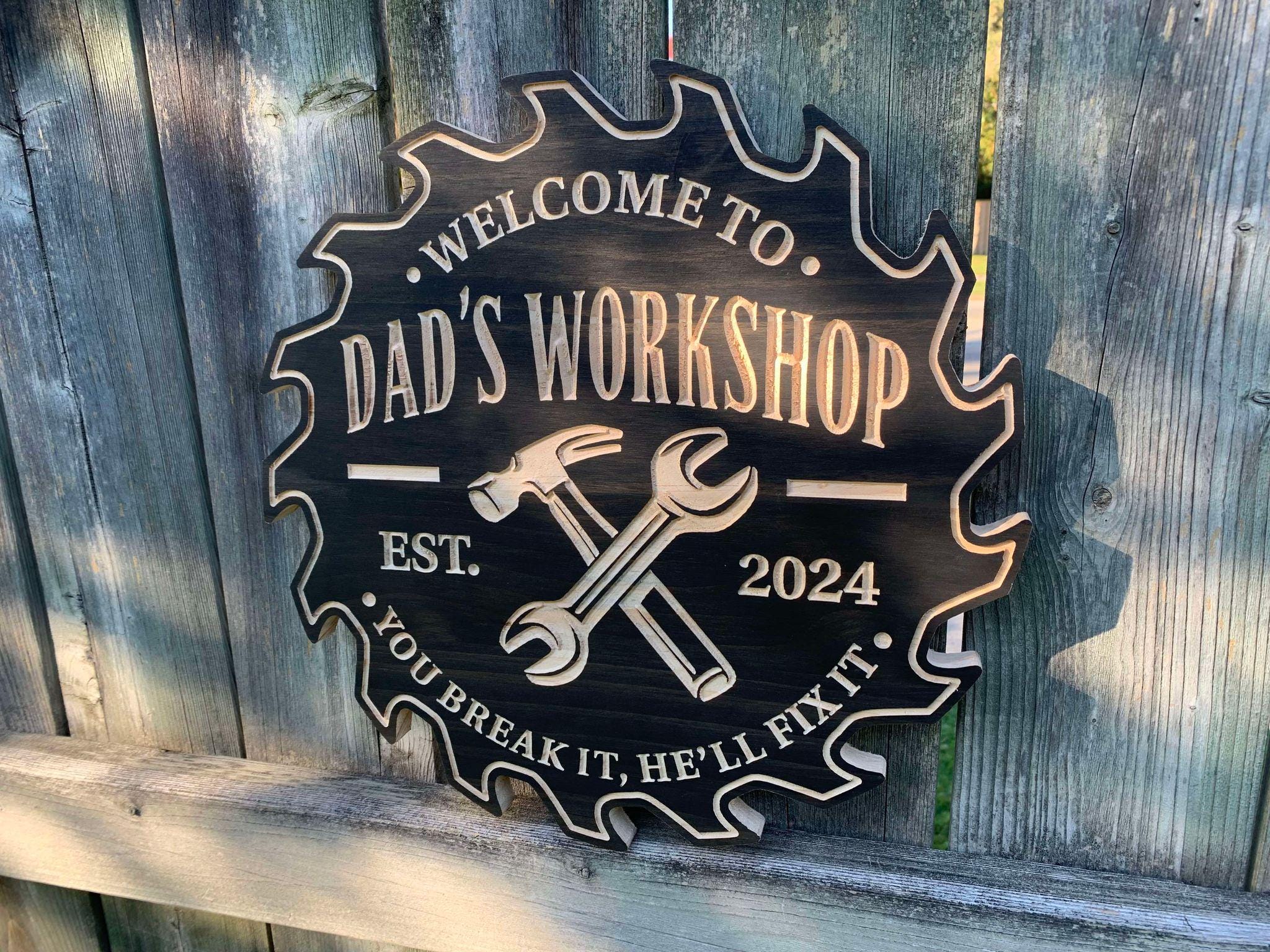 Custom Rustic Wood Workshop Sign – Personalized Wood Shop Decor, Man ...