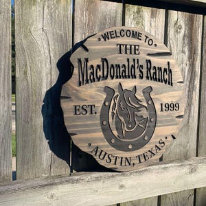 Wood Ranch Sign | Family Name Sign | Custom Ranch Sign | Personalized ...