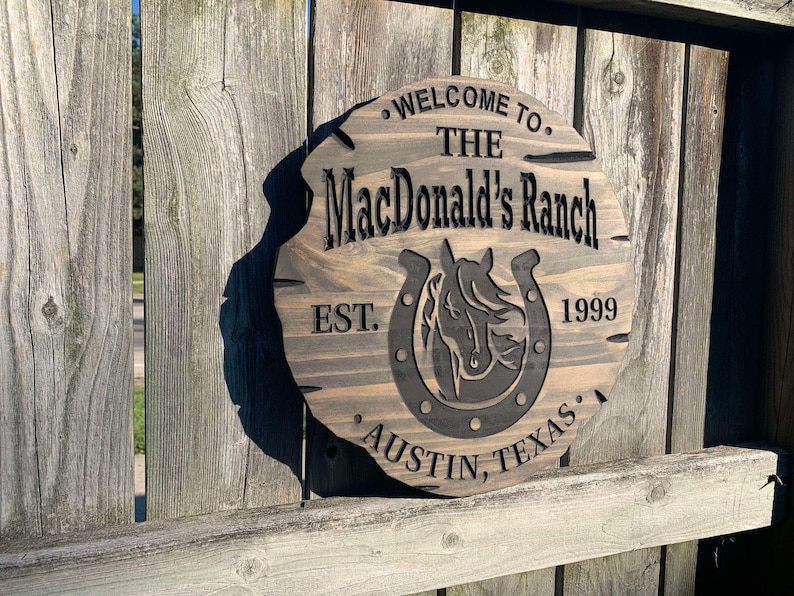 Wood Ranch Sign | Family Name Sign | Custom Ranch Sign | Personalized ...