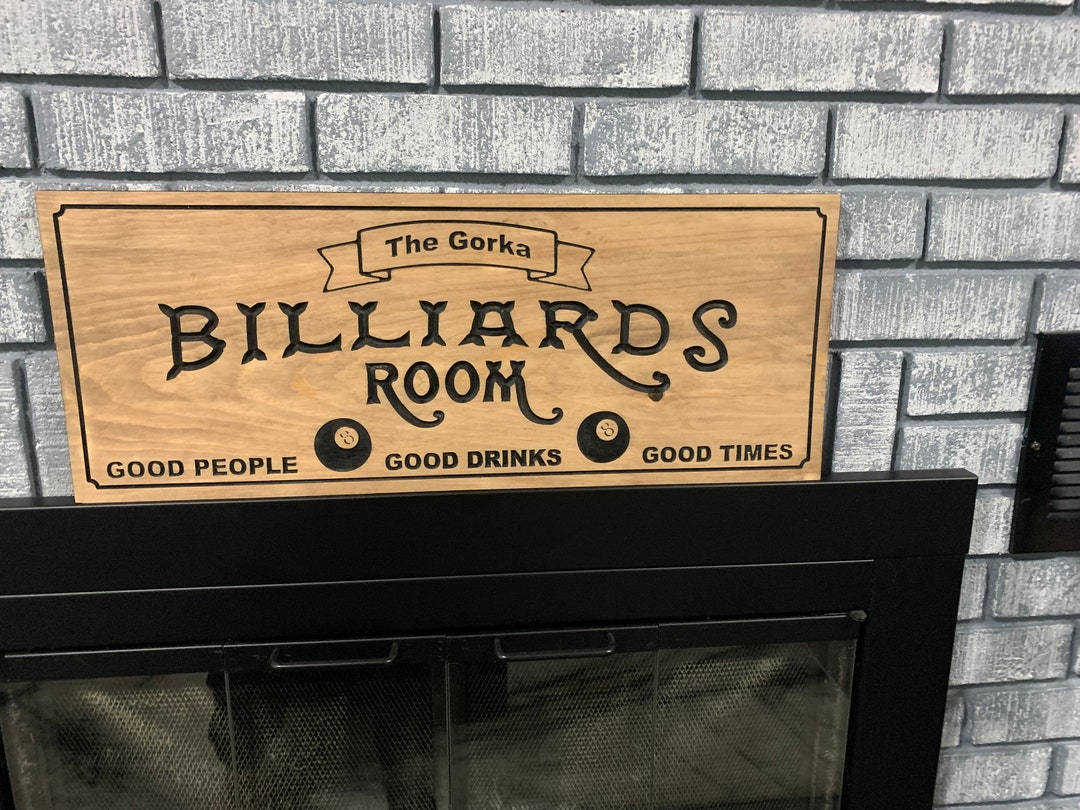 Personalized Pool Room Sign Custom, Engraved Billiard Sign, Wood Carved ...