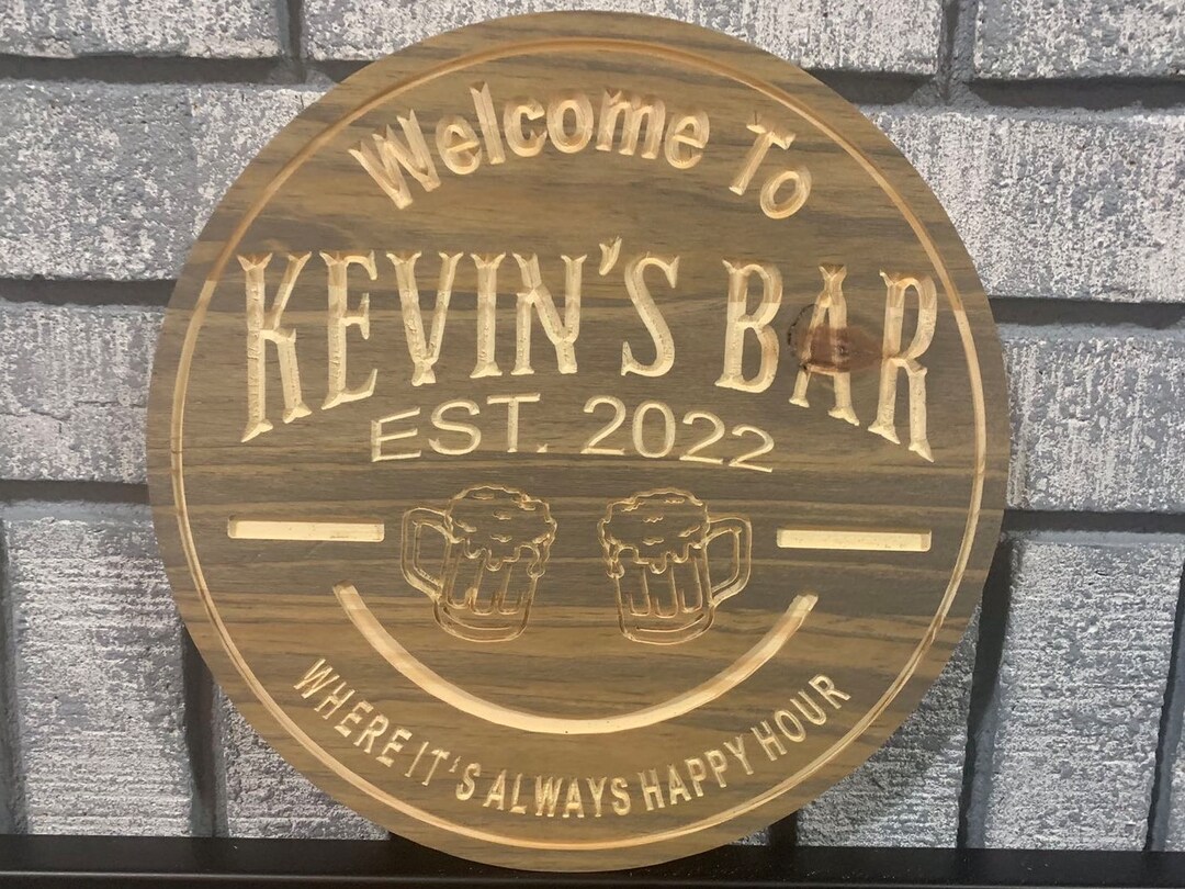 Custom Wood Bar Sign | Custom Name Engraving | Personalized Bar Sign ...