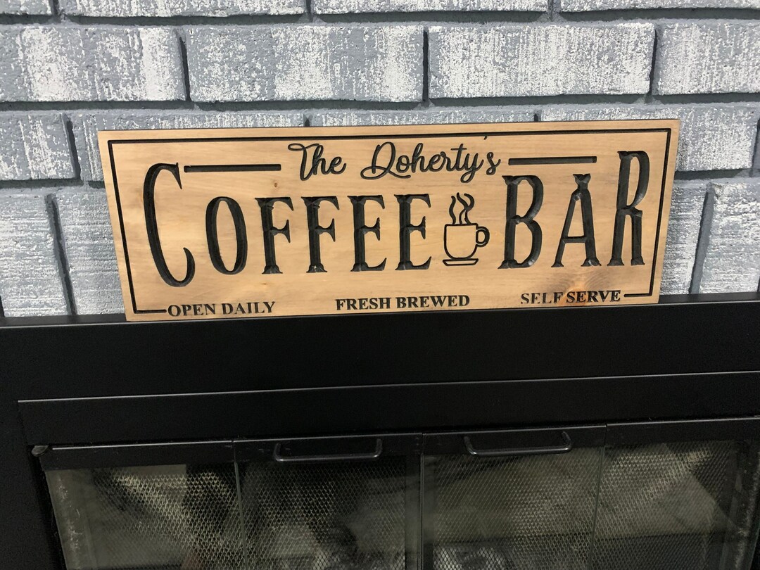 Wood Coffee Bar Sign, Custom Wood Art Sign, Engraved Wood Sign, Custom ...