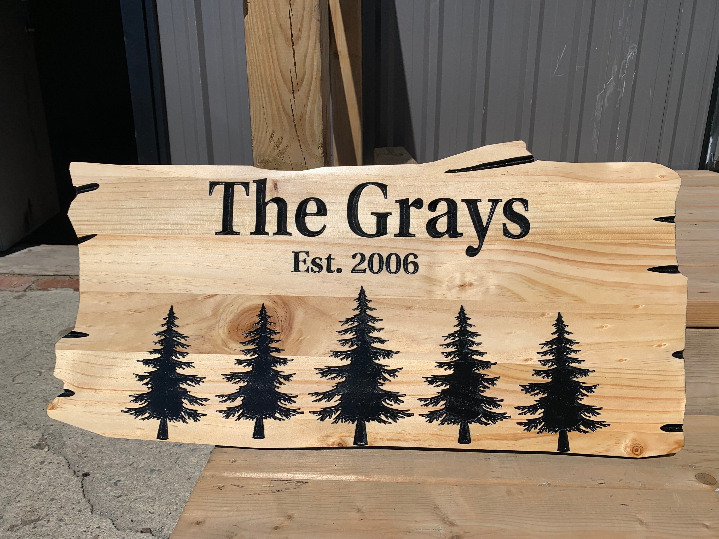 Personalized Cottage Sign, Family Name Wood Sign, Pine Tree Wall Art ...