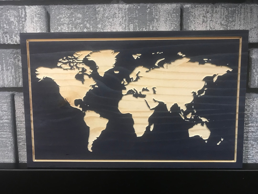 Custom World Map Sign – Personalized Wall Art, Wedding Guest Book ...