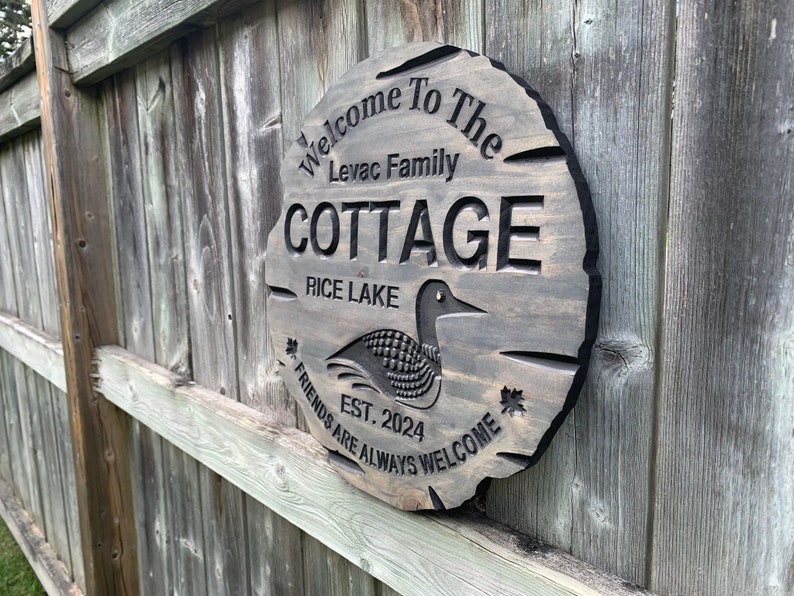 Outdoor Cottage Sign Wood Lake House Sign Custom Loon Wood Decor ...