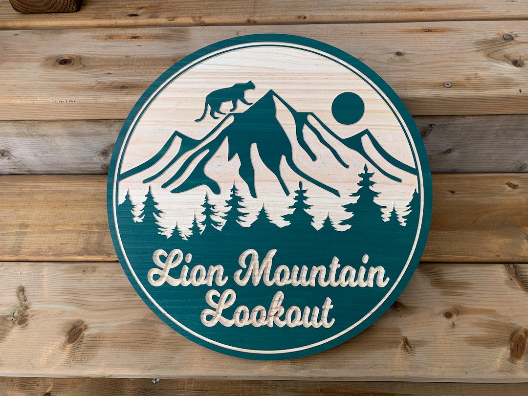 Mountain Lion Sign, Circular Sign Custom Cottage Sign | Personalized ...
