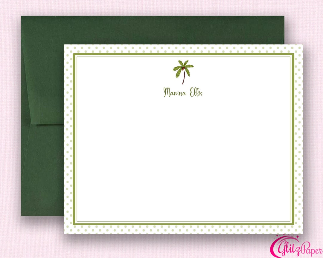 Personalized Palm Tree Note Card Palm Tree Stationery - Etsy