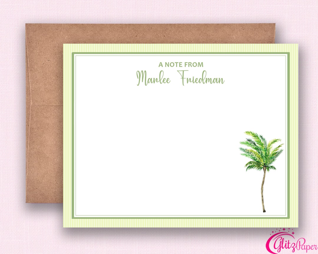 Palm Tree Personalized Stationery Personalized Stationary Beach Note ...