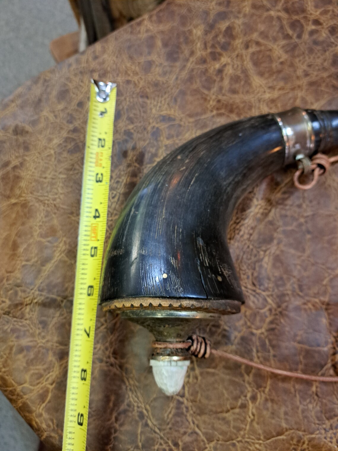 Buffalo Horn Powder Horn With Silver and Brass - Native American Made ...