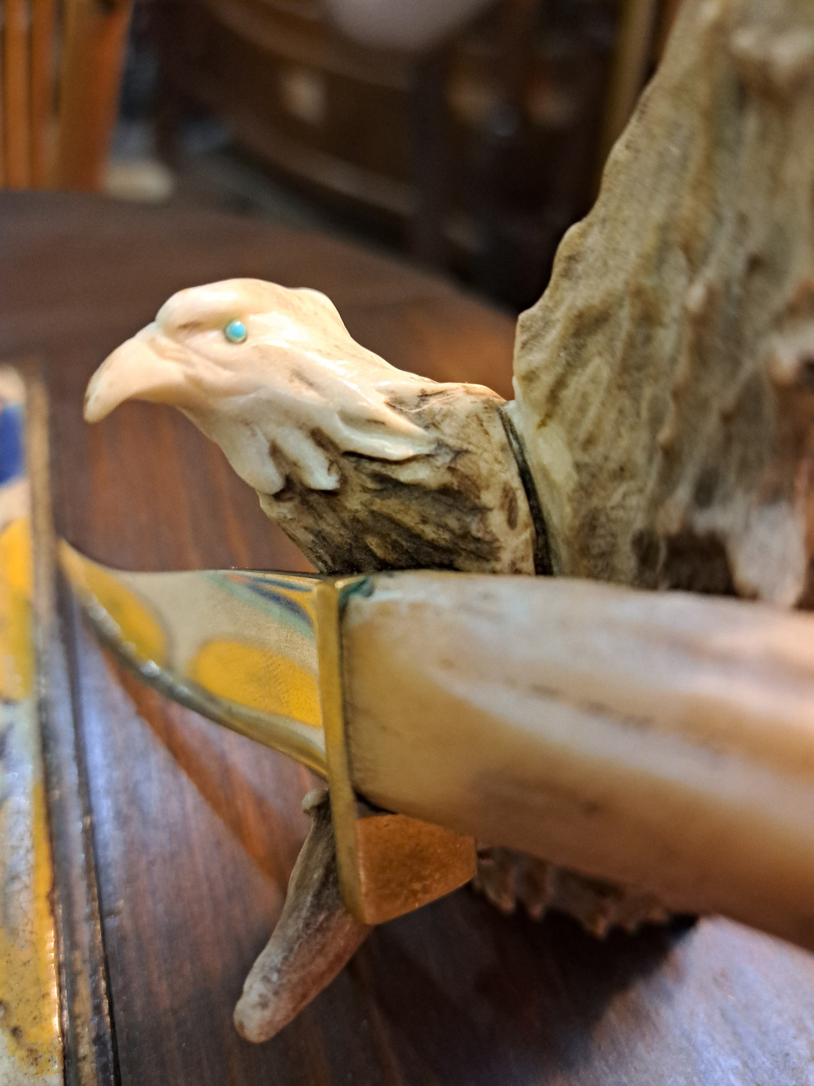 Ted Miller Eagle Antler Knife With Sheath and Antler Display Stand - Etsy