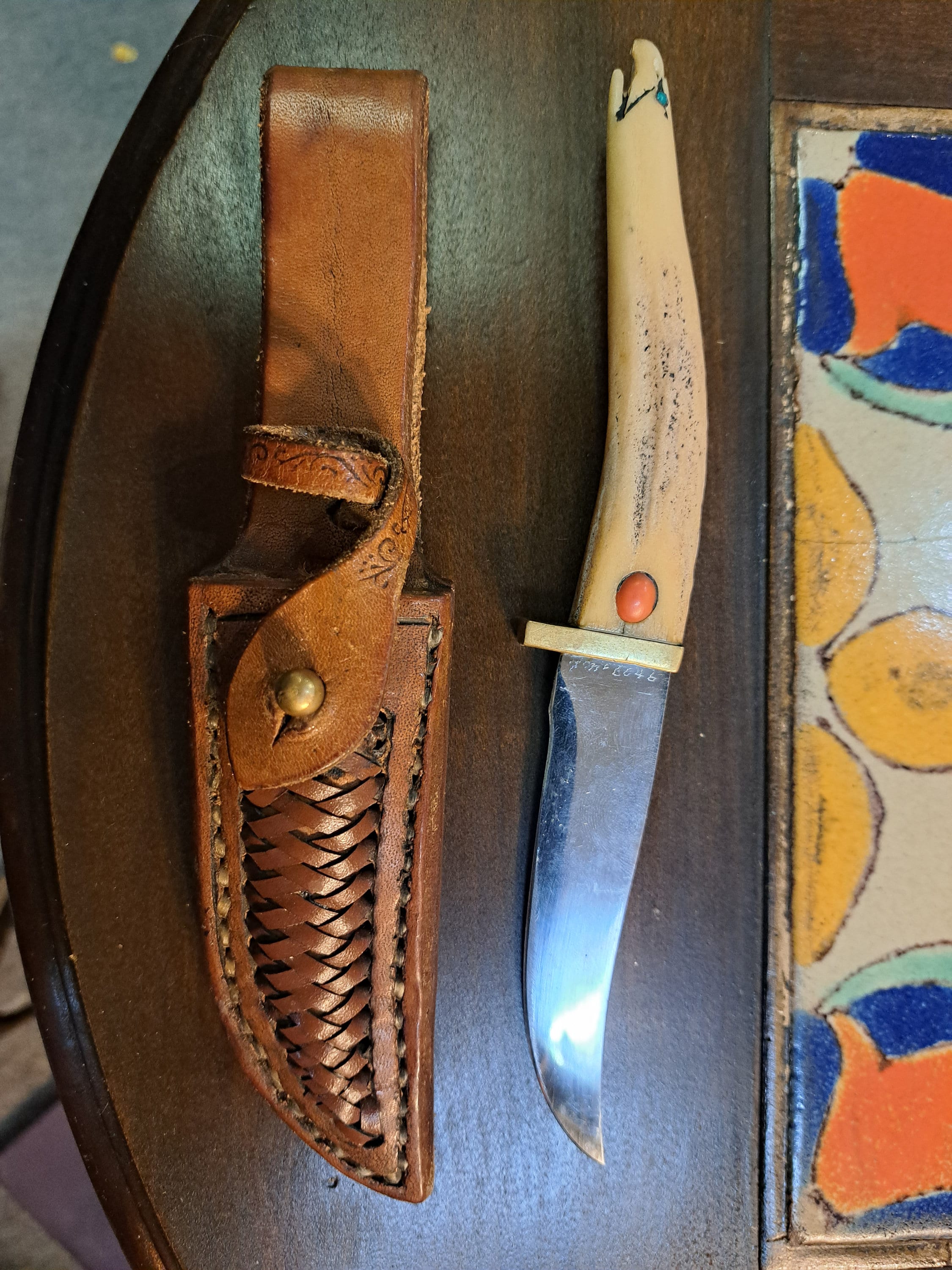 Ted Miller Eagle Antler Knife With Sheath and Antler Display Stand - Etsy