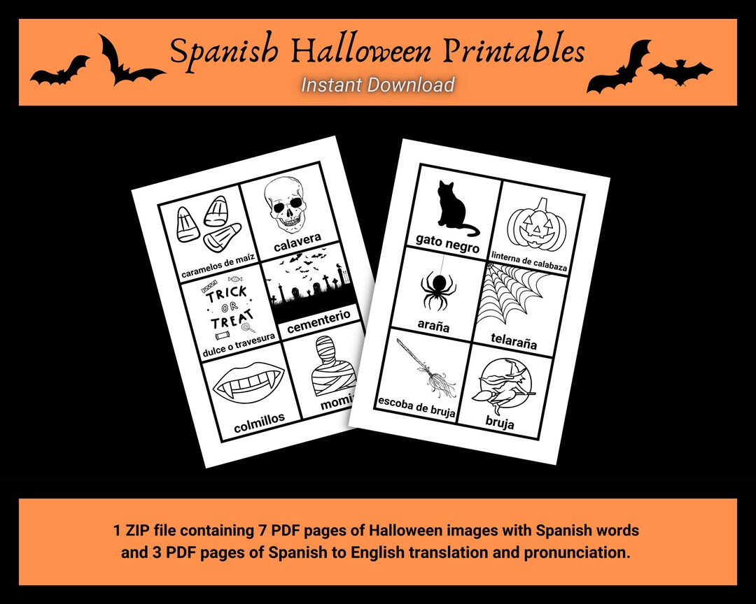 Spanish, Halloween, Printables, Pdfs, Espanol, Holiday, Fall, Autumn - Etsy