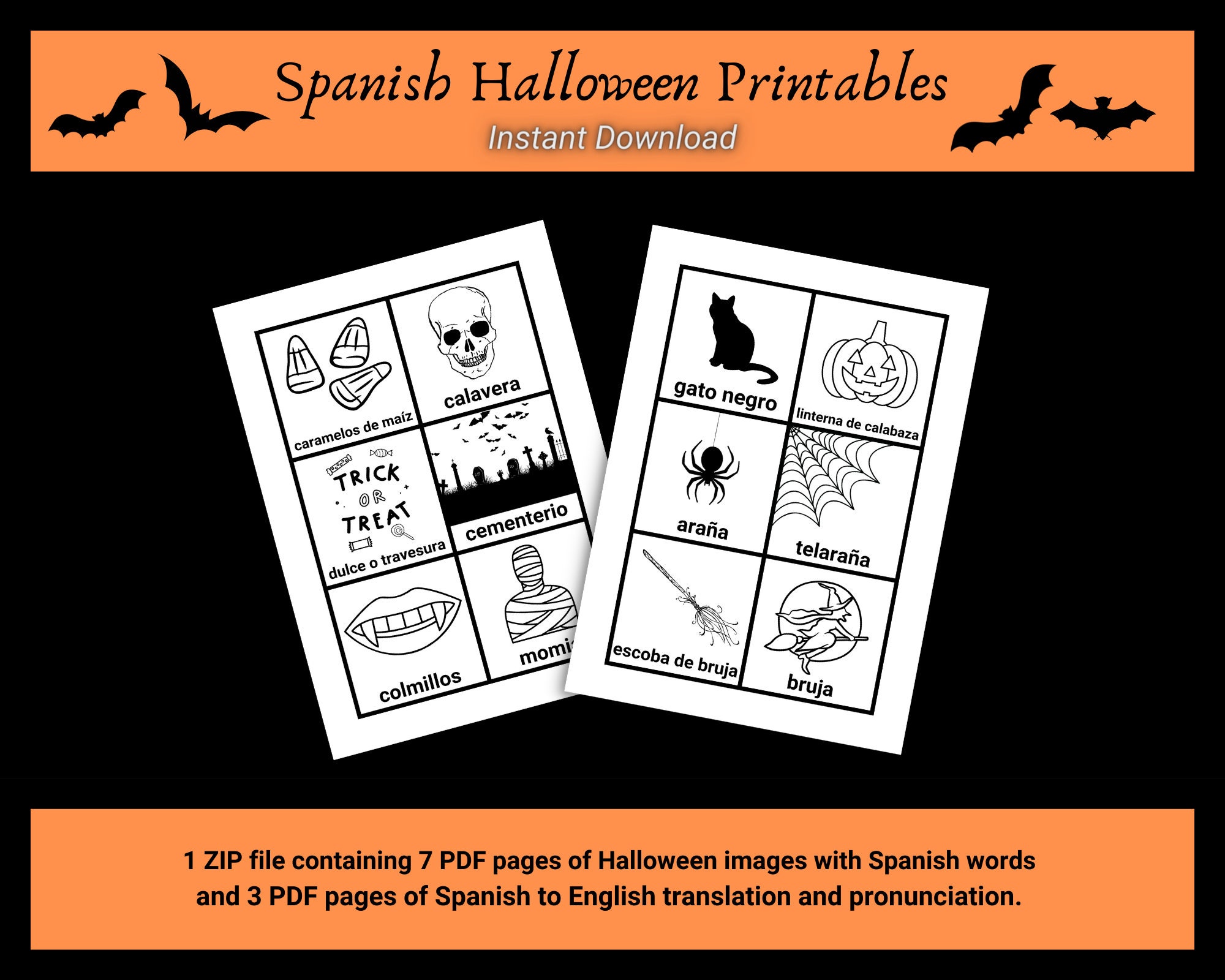 Spanish, Halloween, Printables, Pdfs, Espanol, Holiday, Fall, Autumn - Etsy