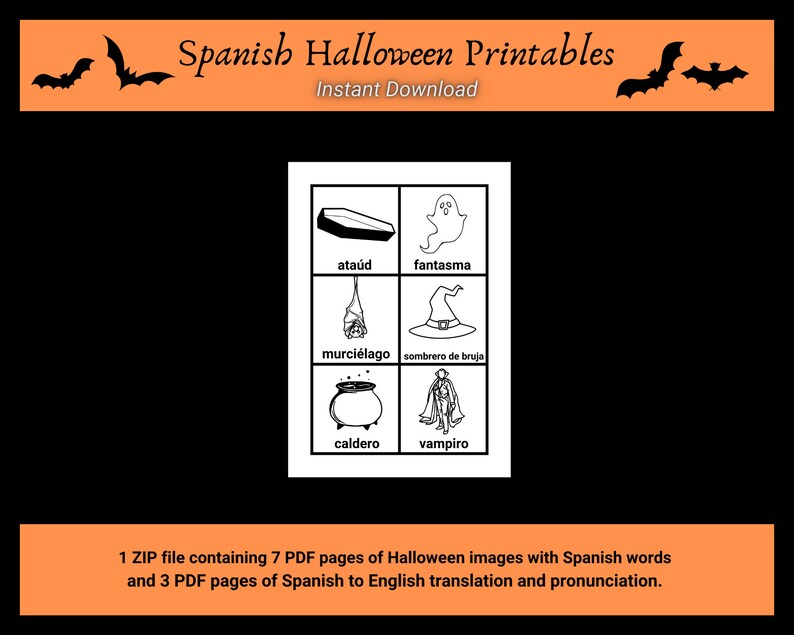 Spanish, Halloween, Printables, Pdfs, Espanol, Holiday, Fall, Autumn - Etsy