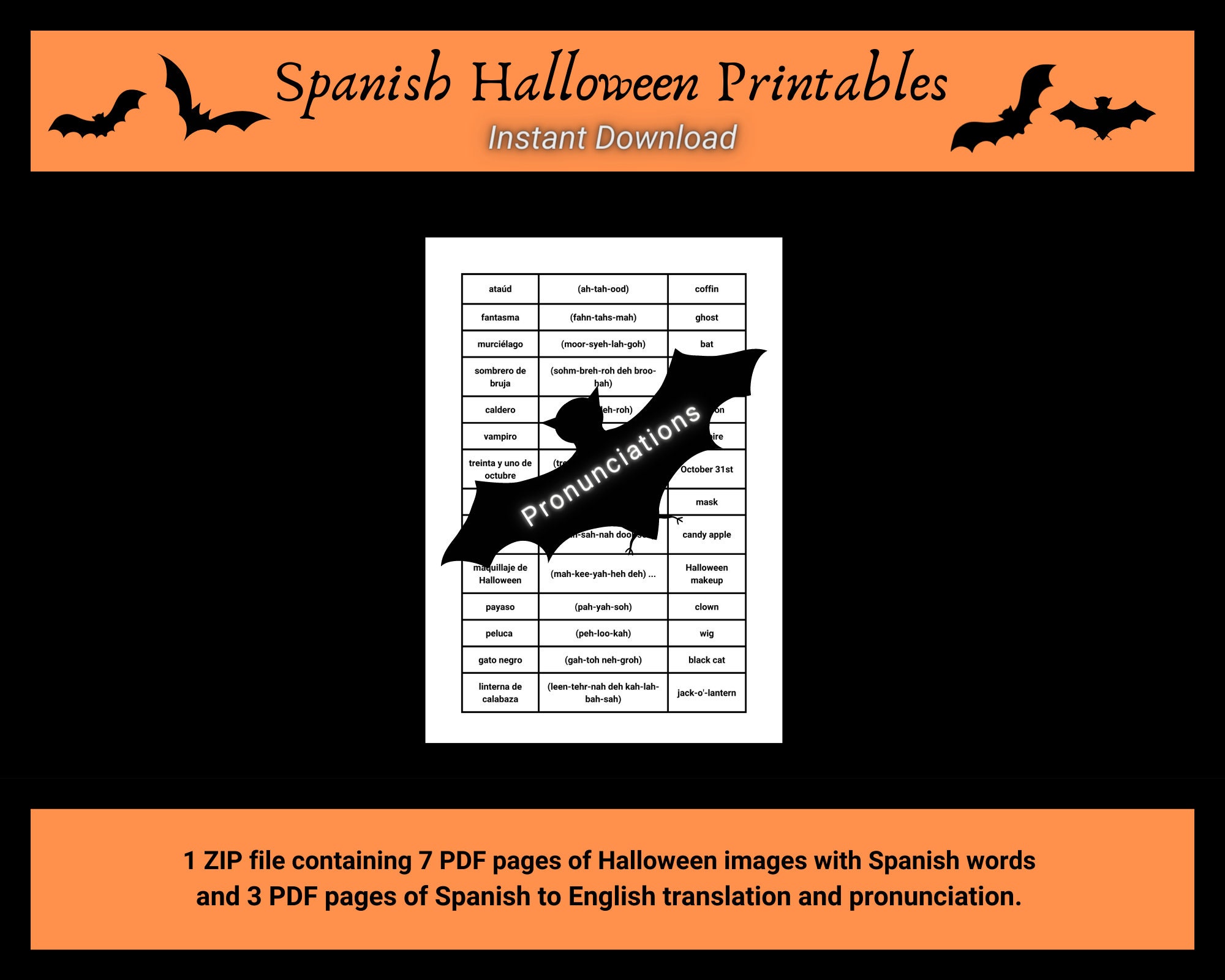 Spanish, Halloween, Printables, Pdfs, Espanol, Holiday, Fall, Autumn - Etsy
