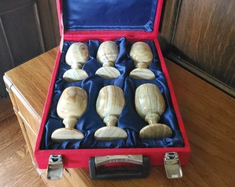 Small Vintage Minimalist Set of Four Alabaster/marble Shot Sized ...