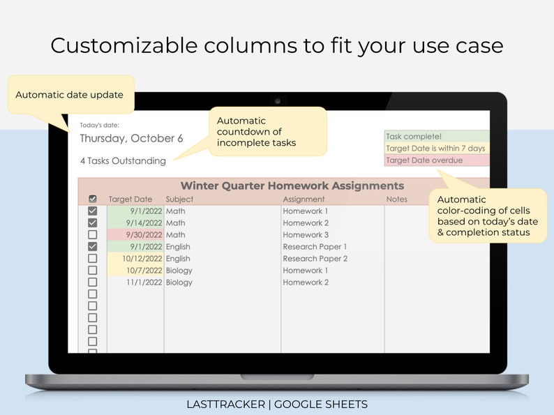 To-do List Template, Google Sheets Spreadsheet, Auto Color-coded ...