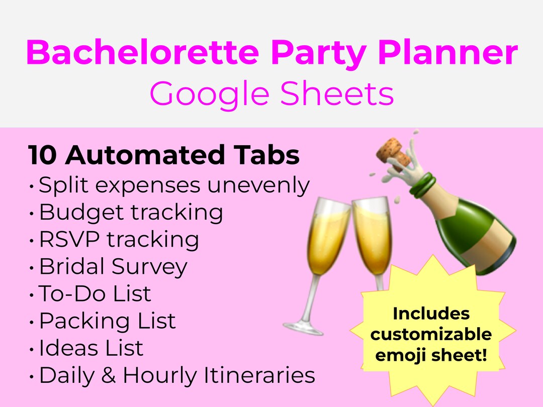 Bachelorette Party Planning Spreadsheet - Split Expenses Unevenly ...