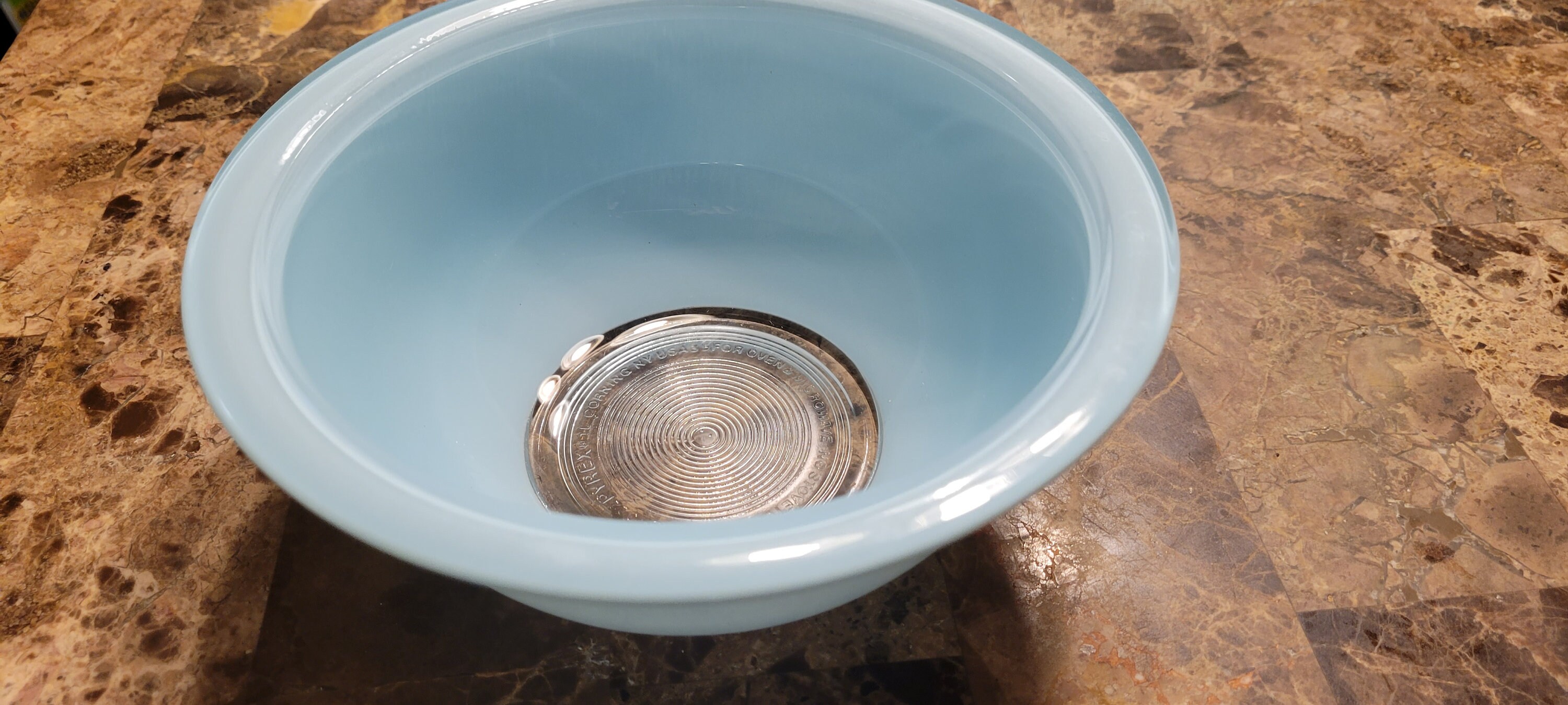 Blue Pyrex Bowls With Clear Glass Base - Etsy
