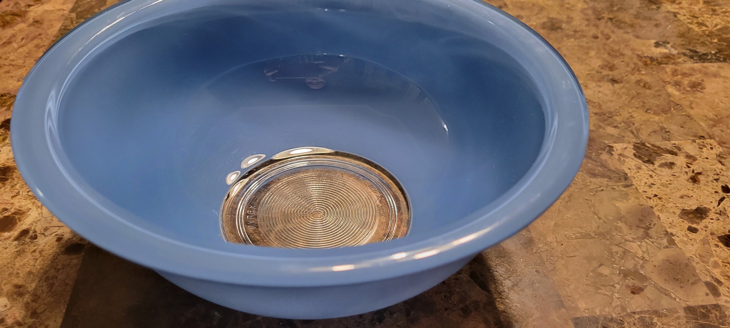 Blue Pyrex Bowls With Clear Glass Base - Etsy